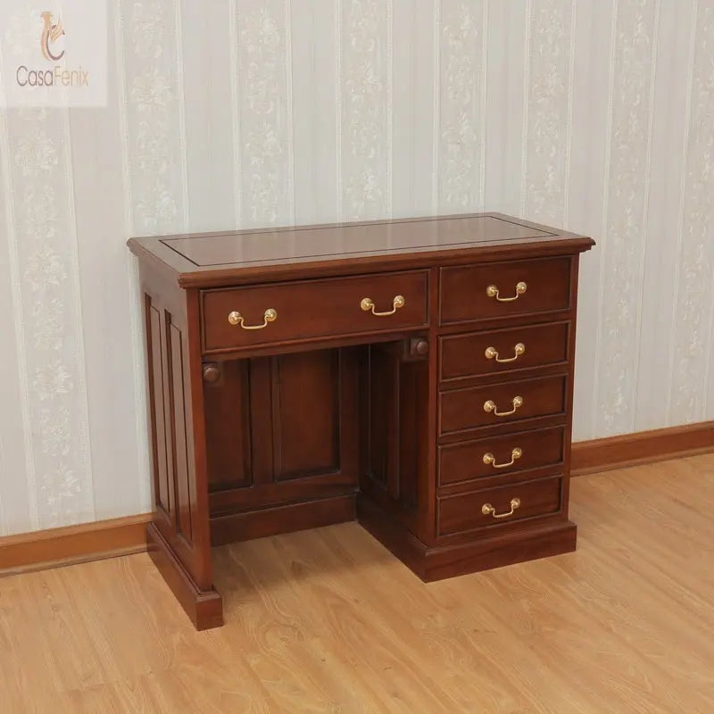 Kneehole Single Pedestal Small Desk Solid Mahogany Computer Desk ...